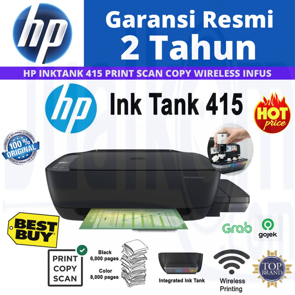 Jual PRINTER HP INK TANK 415 INFUS Print Scan Copy Wireless | Shopee ...