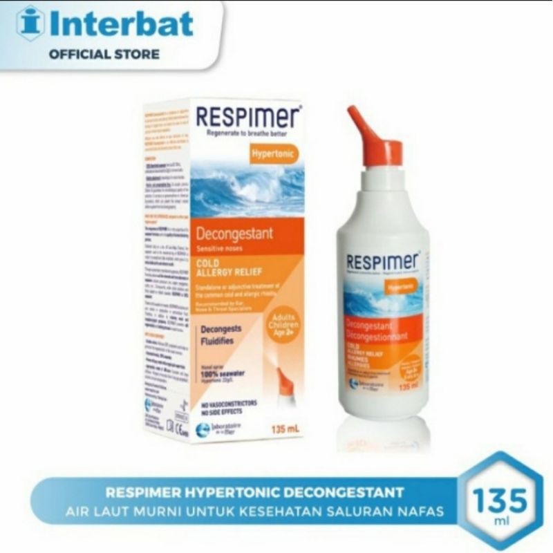 Jual RESPIMER Hypertonic Decongestant 135ml Nasal Spray Cuci Hidung ...