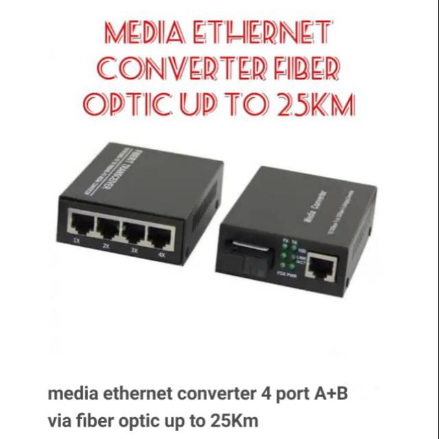 Jual media converter LAN network 4 port tx dan rx via fiber optic up to ...