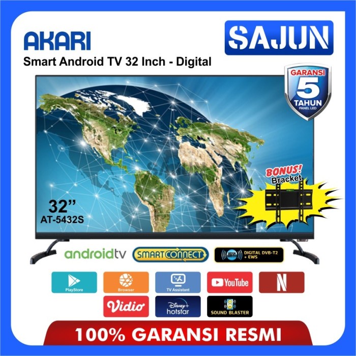 Jual Akari Smart TV 32 Inch AT5432S Android TV Smart Connect Digital TV ...