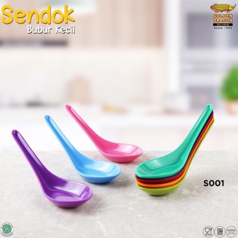 Jual (12pcs) S001 Sendok Bebek Melamin|Sendok Bubur|Sendok Sup Golden ...
