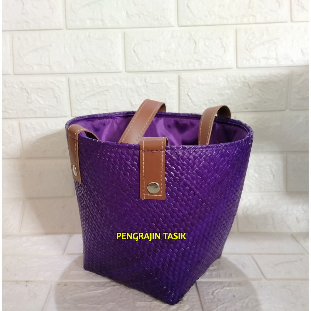 Jual Tas Parcel Anyaman Model Bakul Tali Kulit Sintetis Keranjang ...