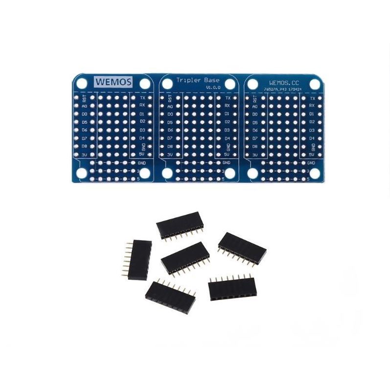 Jual Wemos D1 Mini Triple Base Shield Proto Board PCB Socket Pin Header ...