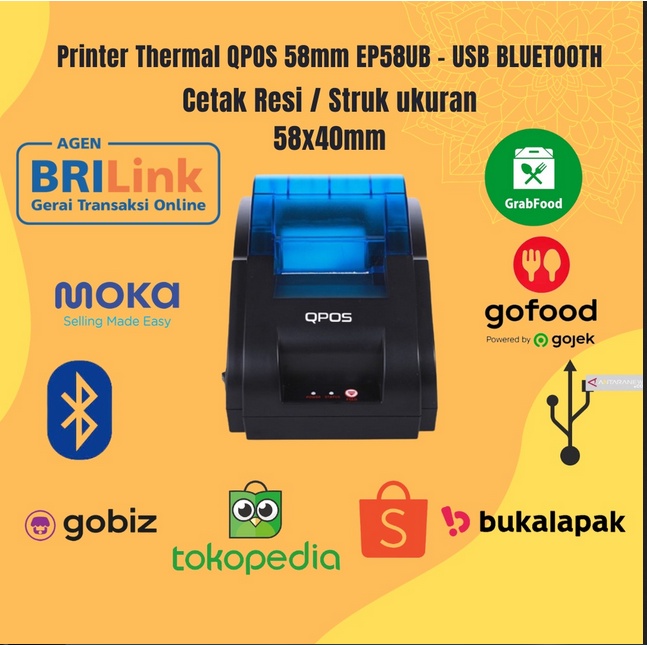 Jual [TERLARIS] Printer Bluetooth Murah POS Thermal 58mm EPPOS & QPOS RPP02 PLUS Android (FREE ...