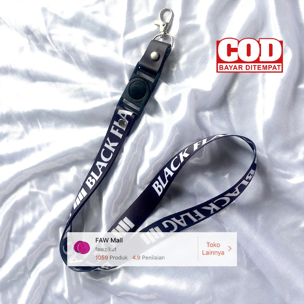 Jual Tali ID Card Black Flag | Landyard Band Hard | Shopee Indonesia