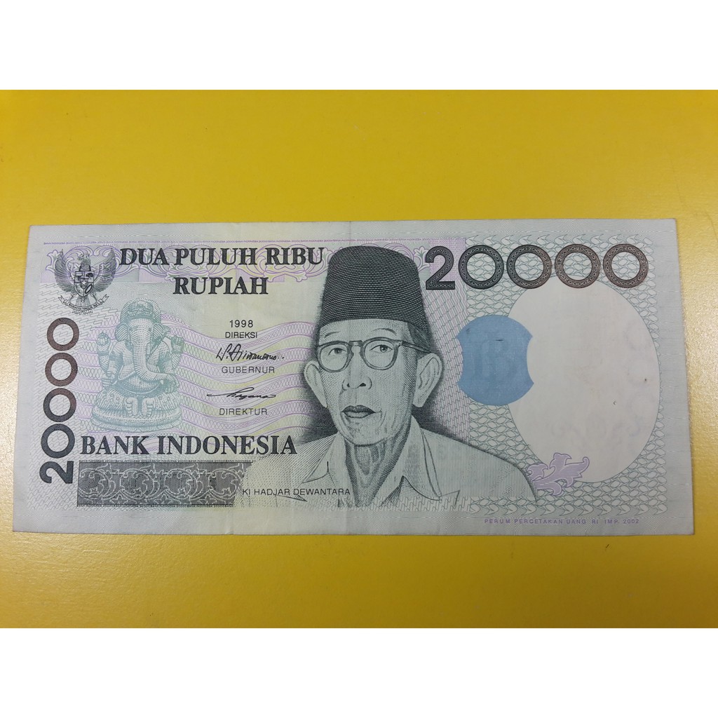 Jual Uang Kuno Indonesia 20000 Rupiah Tahun 1998 AU | Shopee Indonesia