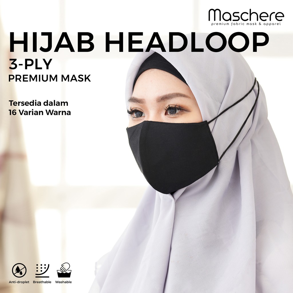 Jual Maschere Masker Hijab 3-Ply Model Head Loop | Shopee Indonesia
