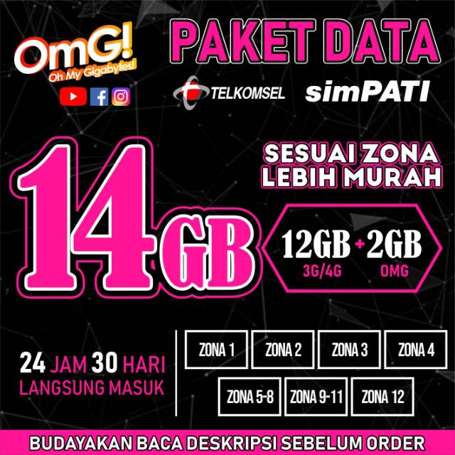 Jual PAKET DATA TELKOMSEL SIMPATI 14GB = 12 GB 3G/4G + 2 GB OMG 24 JAM ...