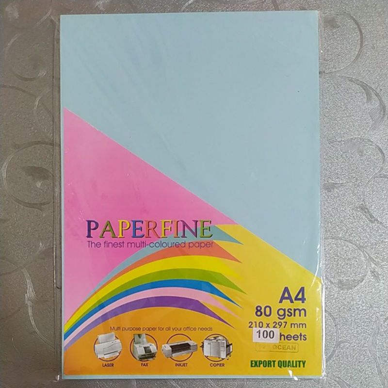 Jual Kertas Paperfine A4 80 Gram 100 Sheet - Kertas HVS Warna | Shopee Indonesia