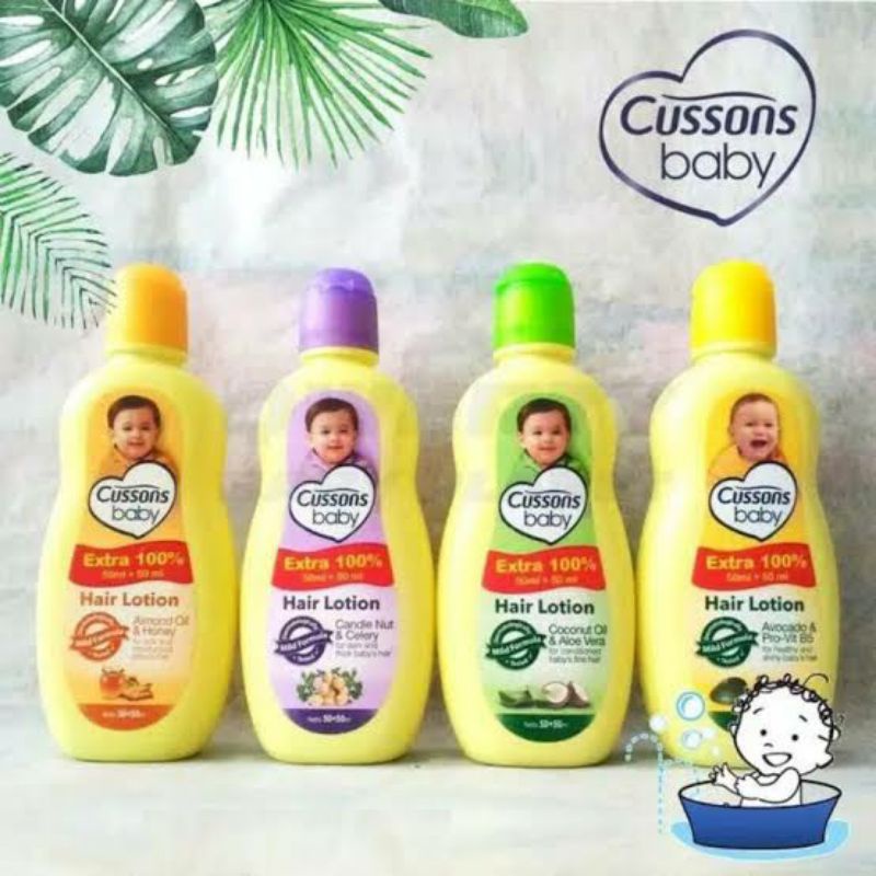 Jual Cussons hair lotion 50+50 ,100+100ml(minyak rambut bayi&anak 100ml ...