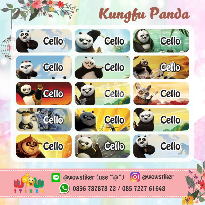 Jual Stiker / Sticker Label Nama Anak Waterproof Kungfu Panda | Shopee ...