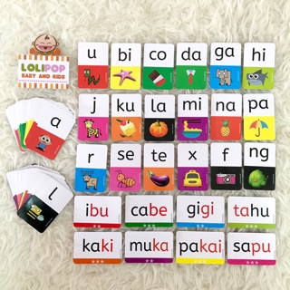 Jual Kartu flashcard belajar membaca / flash card suku kata | Shopee ...