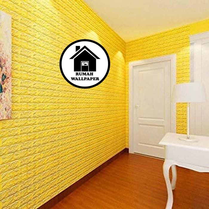 Jual RW Wallpaper Foam Kuning Bata 3D Bata Warna Kuning Premium Wall ...
