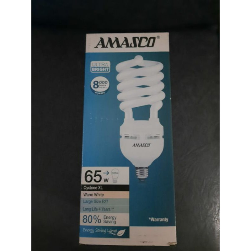 Jual harga discount khusus lampu PLC spiral Amasco 65 watt spiral sinar ...