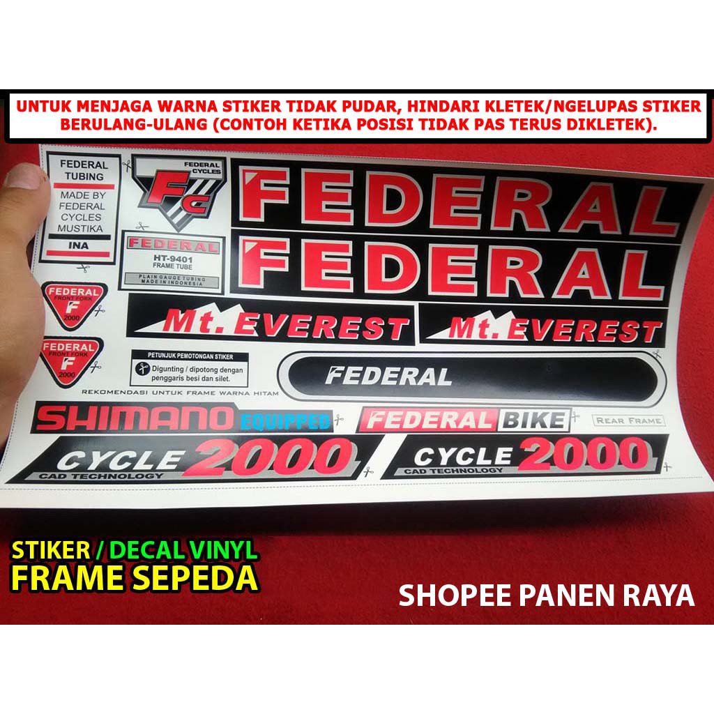 Jual Stiker Decal Sepeda Federal Mt Everest Black - Bahan Vinyl ...
