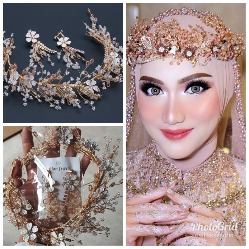 Jual headpiece bunga hiasan dahi hiasan kening bando pengantin | Shopee ...