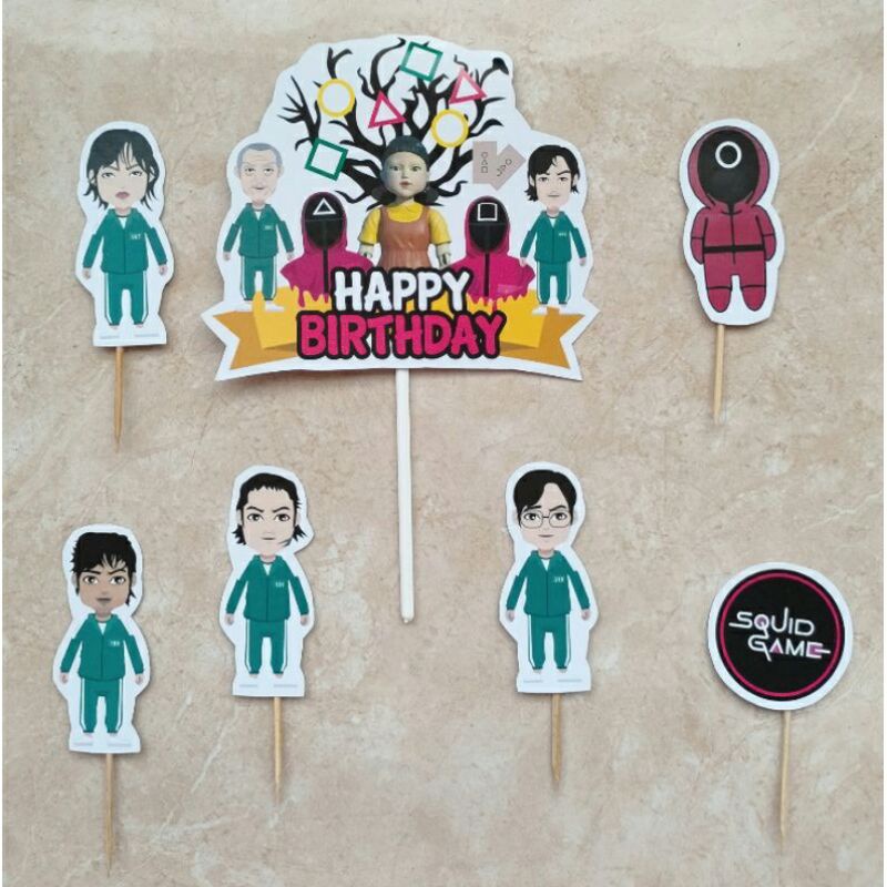 Jual topper hiasan kue untuk ulang tahun & cake karakter squid game ...