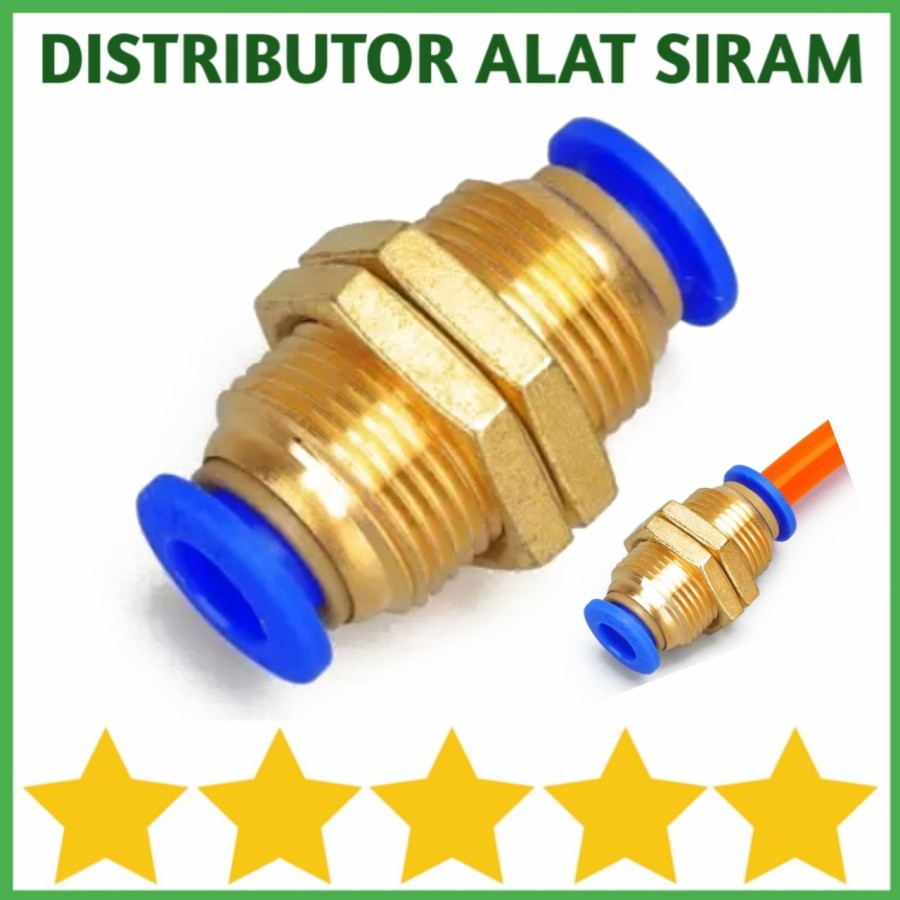 Jual FITTING PNEUMATIC BULKHEAD 4 / 6 / 8 MM STRAIGHT LURUS JOINER PUSH ...