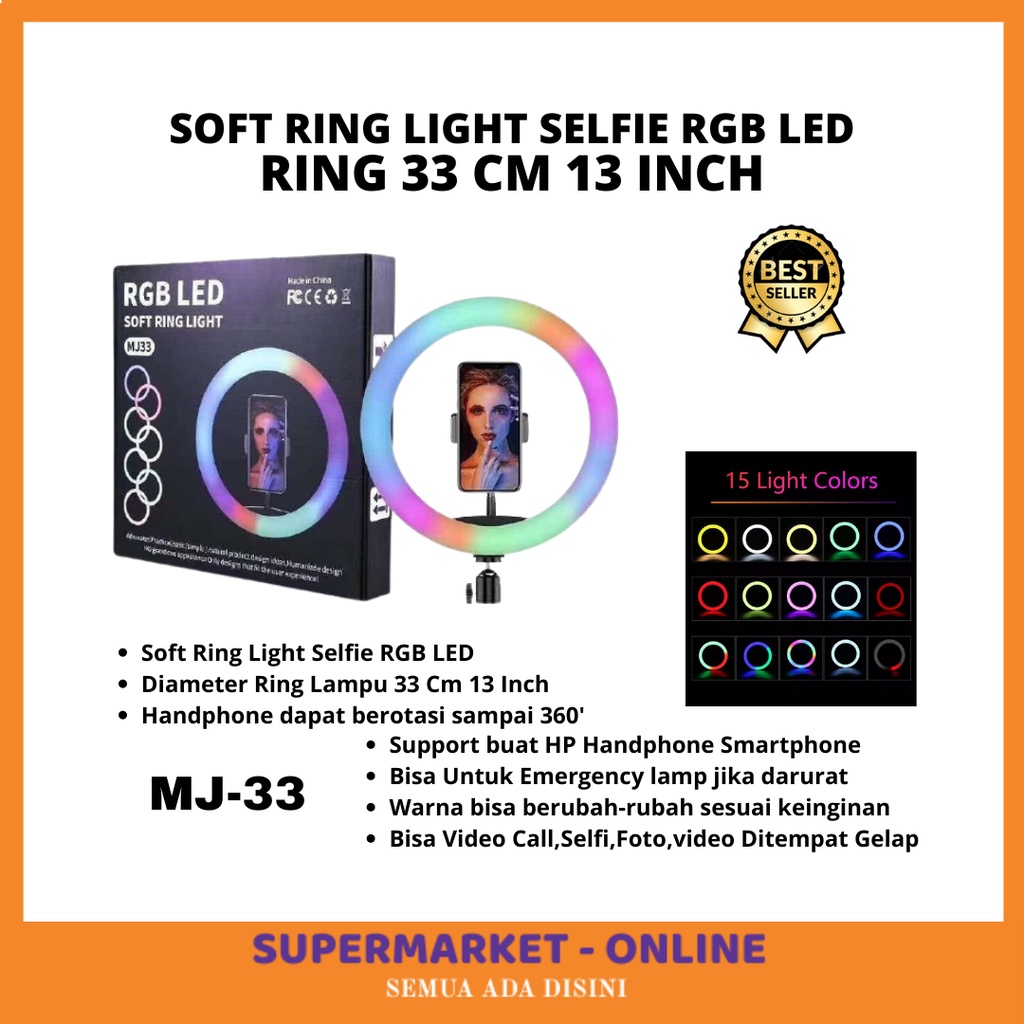 Jual TERLARIS Lampu Ring Light Ringlight Selfie Selfi 6 Warna RGB LED Warna Pelangi Bisa Berubah ...