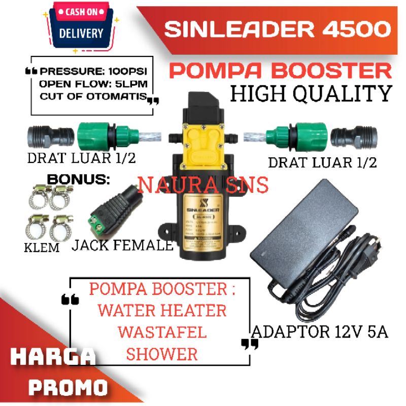 Jual Pompa Dc 12v Sinleader 100Psi 5Lpm Paket Pompa Booster Dorong Air ...