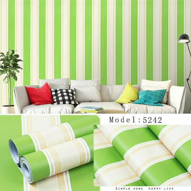 Jual SALUR HIJAU Garis Wallpaper Sticker dinding Kamar ukuran 45 cm x 8 meter | Shopee Indonesia