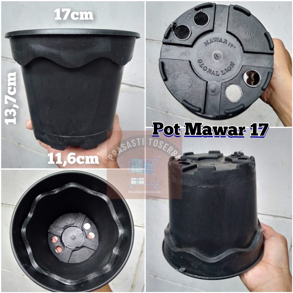 Jual Pot Mawar 17 Pot Hitam 17 Pot Bunga 17 Merk Global Lion | Shopee ...