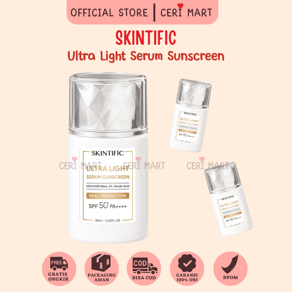 Jual SKINTIFIC Scintific Sunscreen Ultra Light Serum SPF50 PA++++ 25ml ...