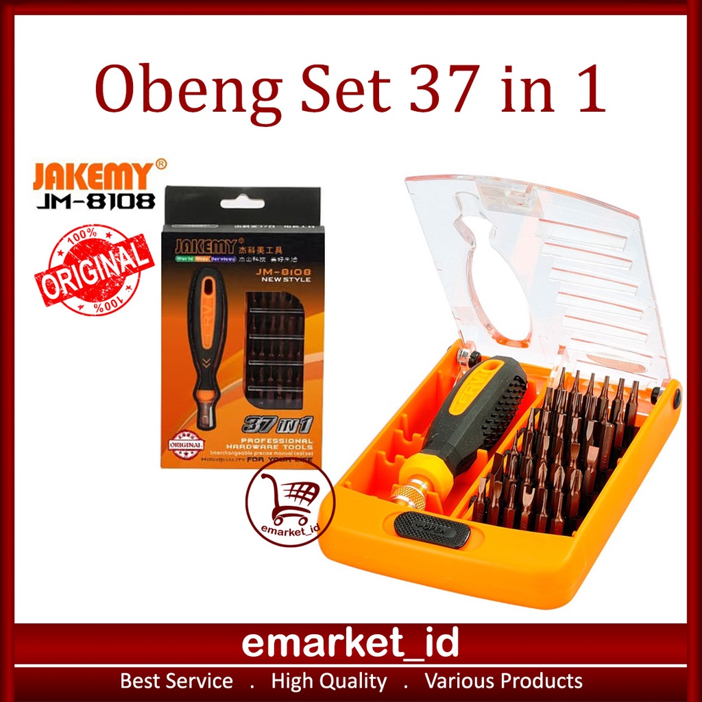 Jual Obeng Set 37 in 1 JAKEMY JM-8108 ORIGINAL / Screwdriver HP Laptop ...