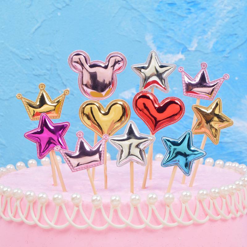 Jual 1 SET CAKE TOPPER BINTANG LOVE MAHKOTA MINI 5 PCS/ CAKE TOPPER LOVE STAR CROWN DEKORASI ...