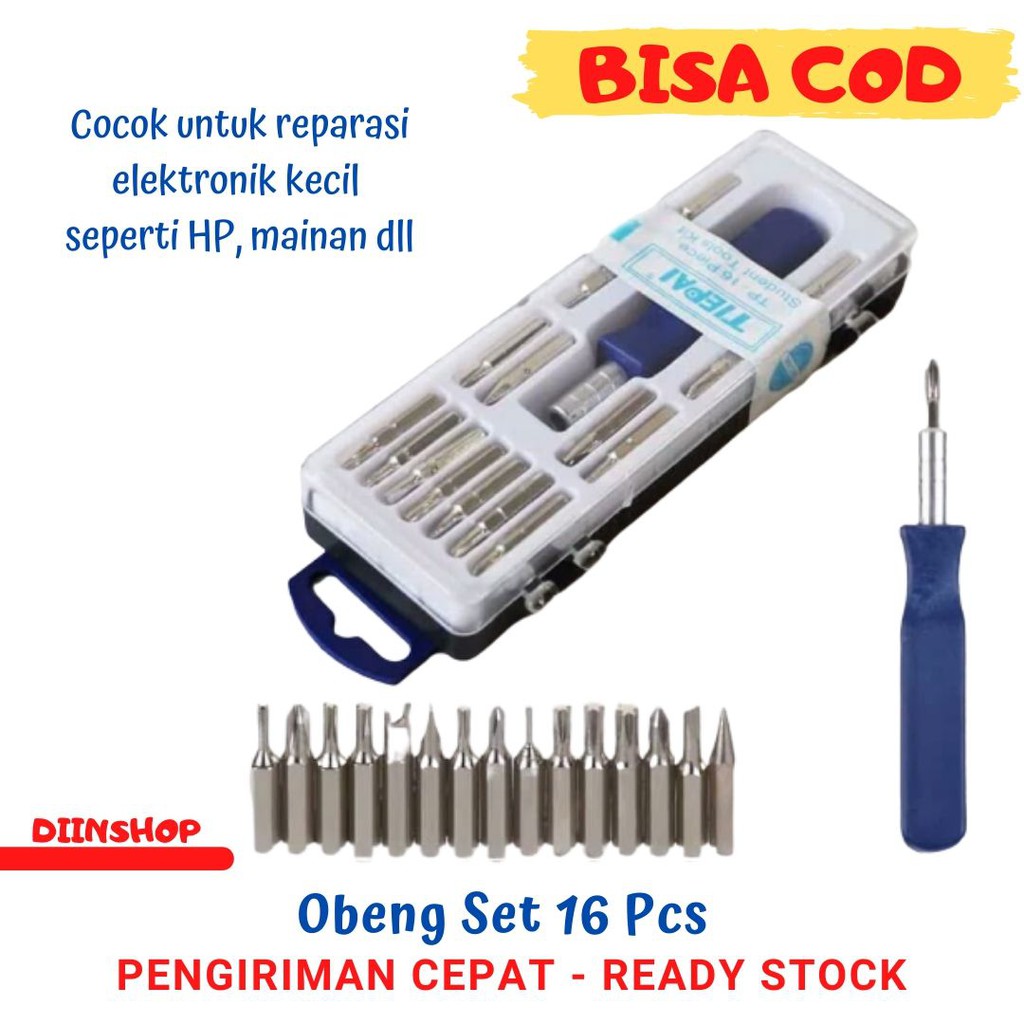 Jual OBENG SET 16 PCS SCREWDRIVER STUDENT TOOL KIT SET 16 IN 1 TOOLS ...
