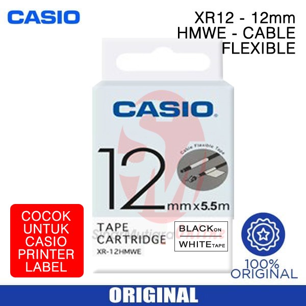 Jual PITA LABEL CASIO XR 12 HMWE - CABLE FLEXIBLE WHITE | Shopee Indonesia