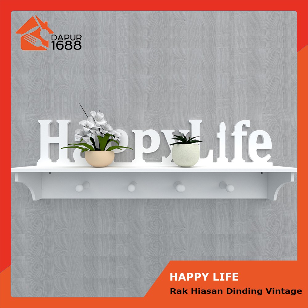 Jual Rak Dinding Gantung Vintage Ruang Tamu Dapur Tempel Dengan Hook ...