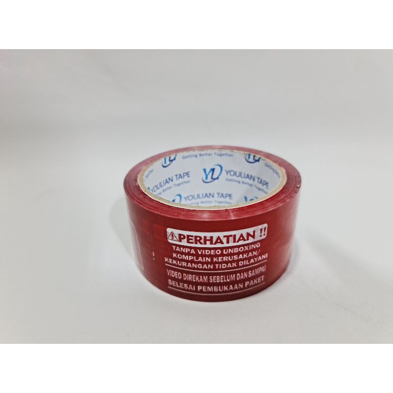 Jual [ YouLian ] LAKBAN FRAGILE MERAH dan PUTIH 2”inch(48MM x 80 Y) OPP/Isolasi Fragile Video ...