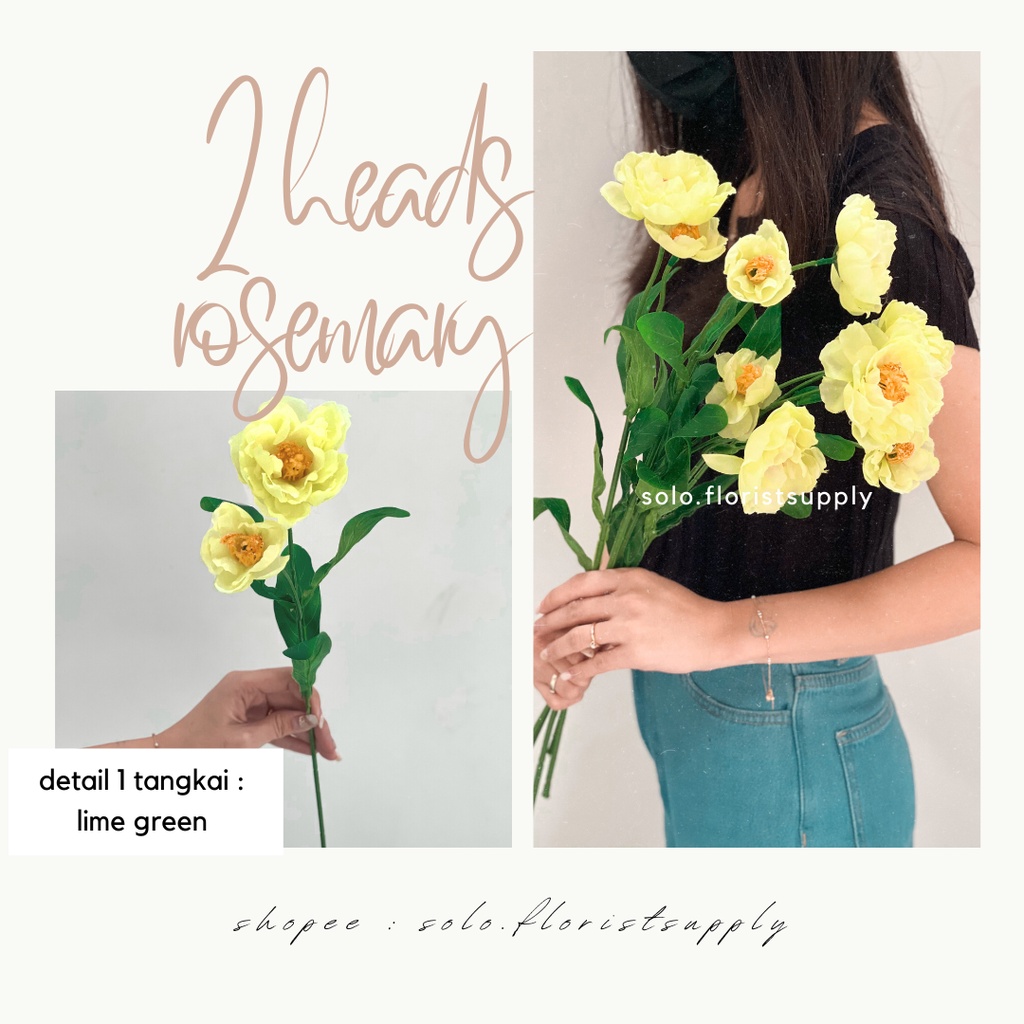 Jual 2 HEADS ROSEMARY ARTIFICIAL ROSE SPRAY Bunga Mawar Rose Paris ...