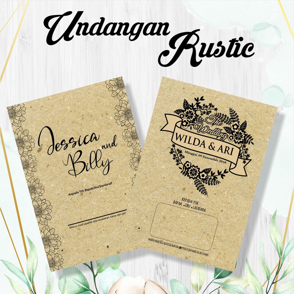 Jual CETAK UNDANGAN RUSTIC KILAT CEPAT UNIK MURAH KRAFT SAMSON COKLAT ...