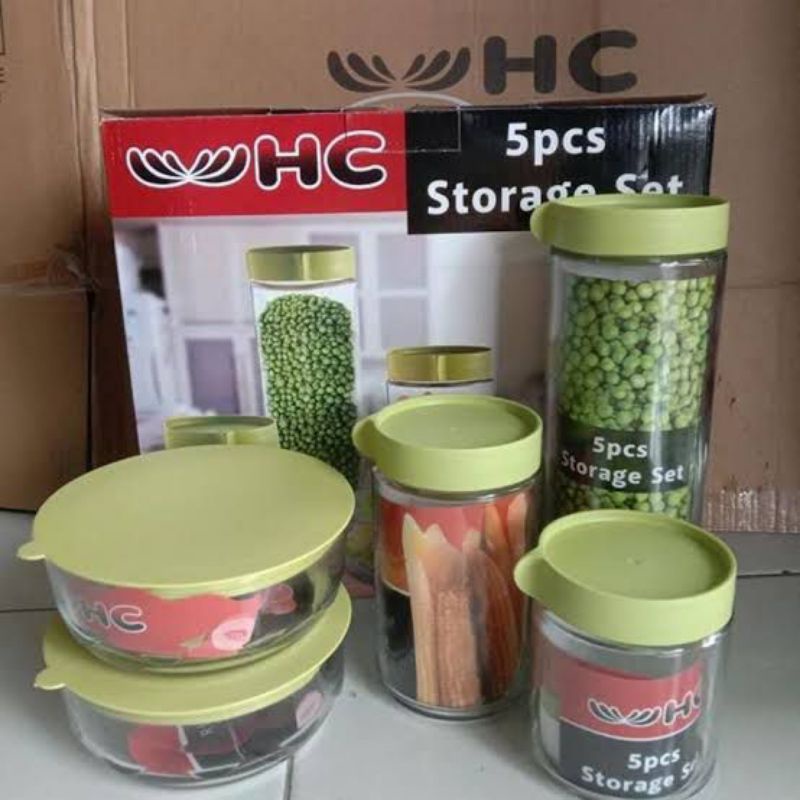Jual HC storage set / set toples kaca 5pcs | Shopee Indonesia