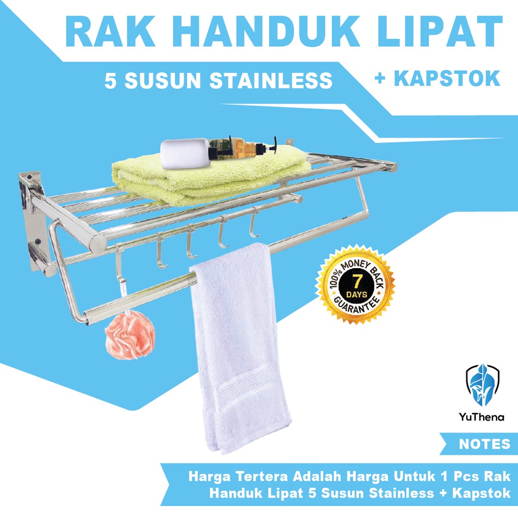 Jual YuThena - Rak Handuk Stainless 60 Cm 5 Susun Kapstok Lipat ...