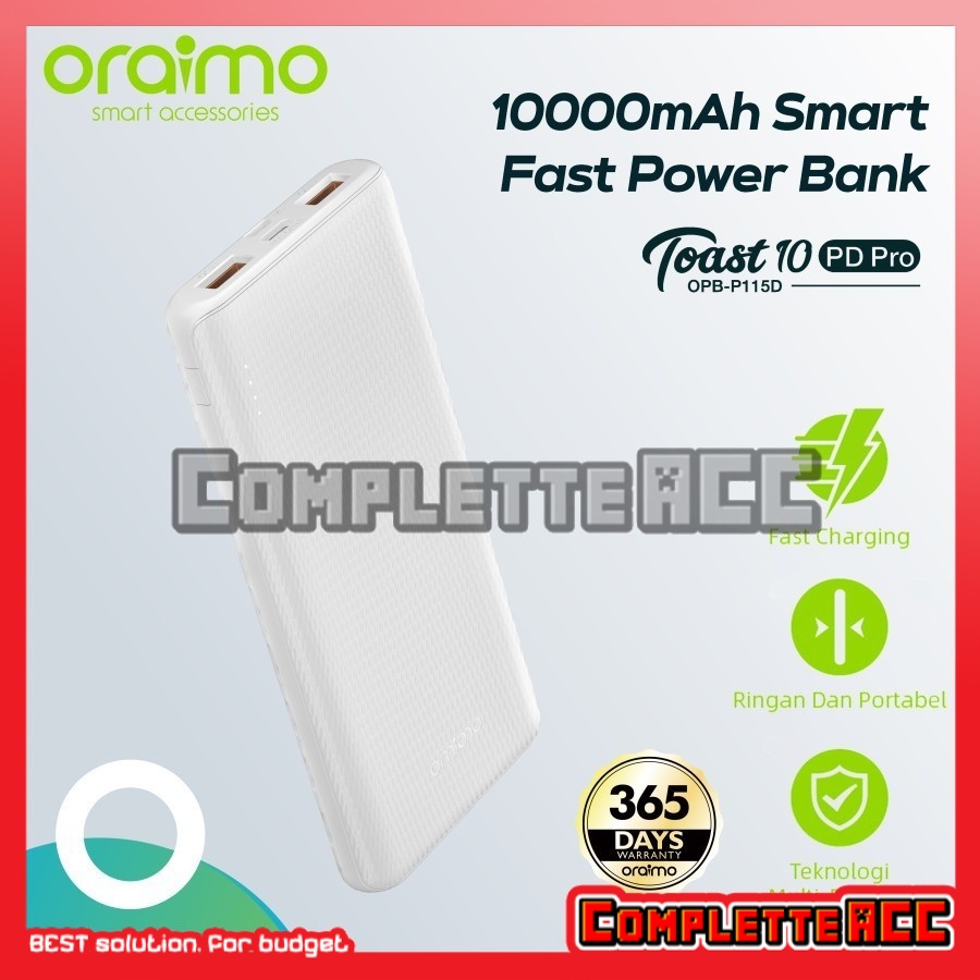 Jual Oraimo OPB-P115D Powerbank 10000mAh Ultra Slim 3 Port Fast ...