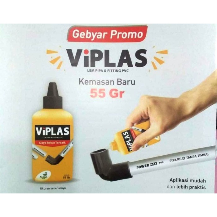 Jual lem pipa paralon pvc viplas 55 gram | Shopee Indonesia