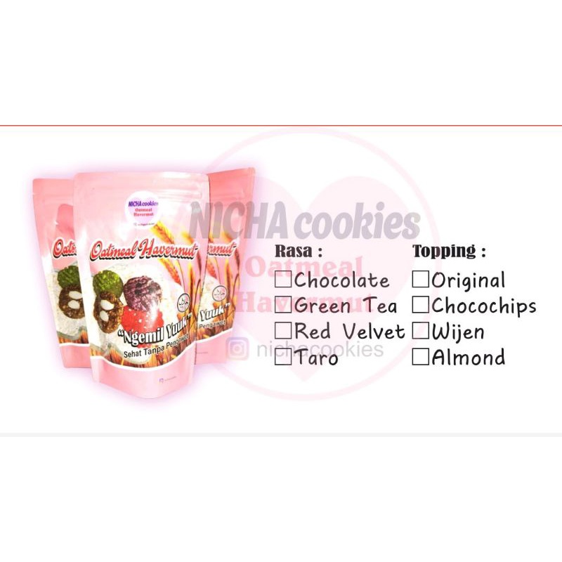 Jual Nicha Cookies Oatmeal Havermut rasa Red Velvet Pouch | Shopee ...