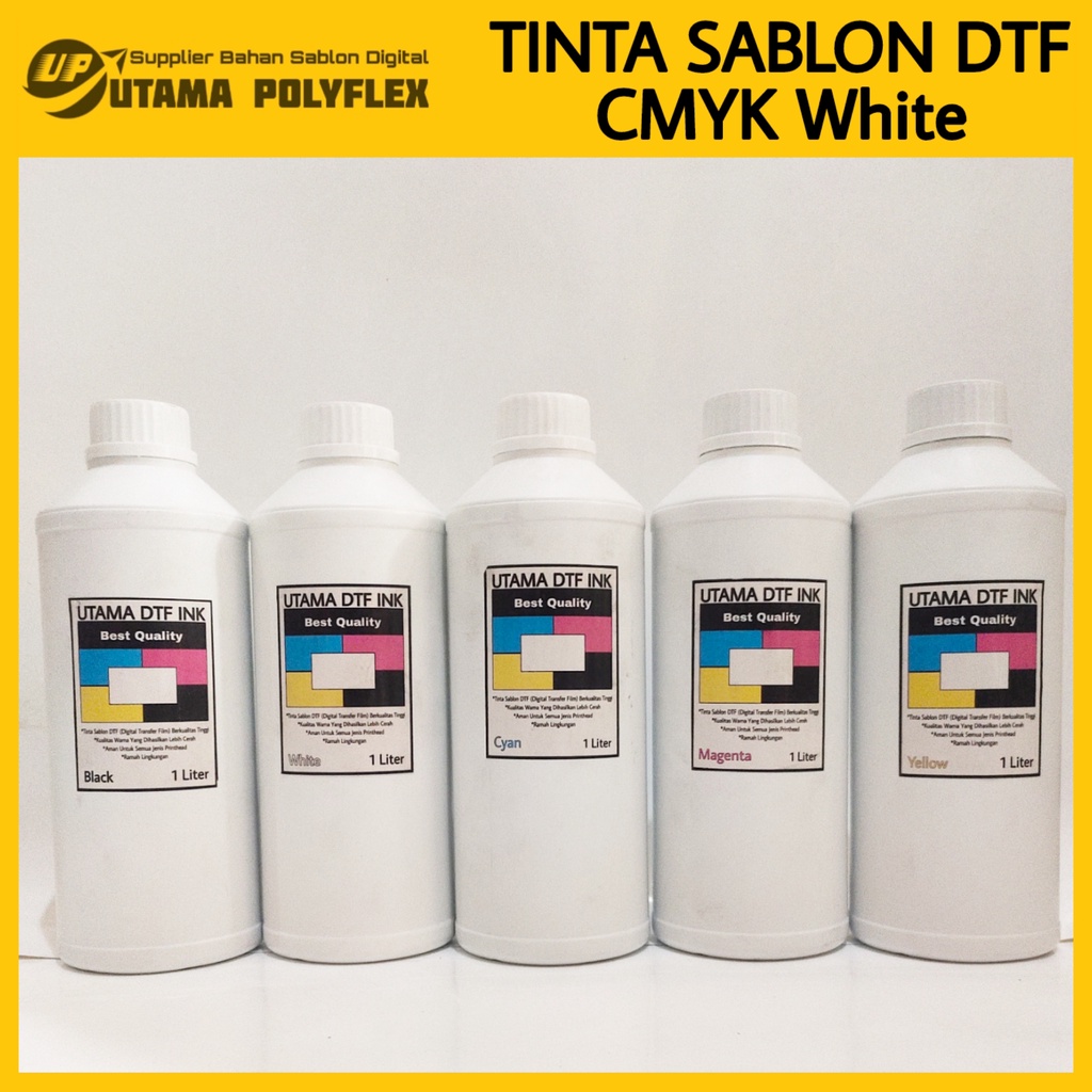 Jual Tinta Sablon DTF / Utama Digital Transfer Film Ink CMYK White 1 ...