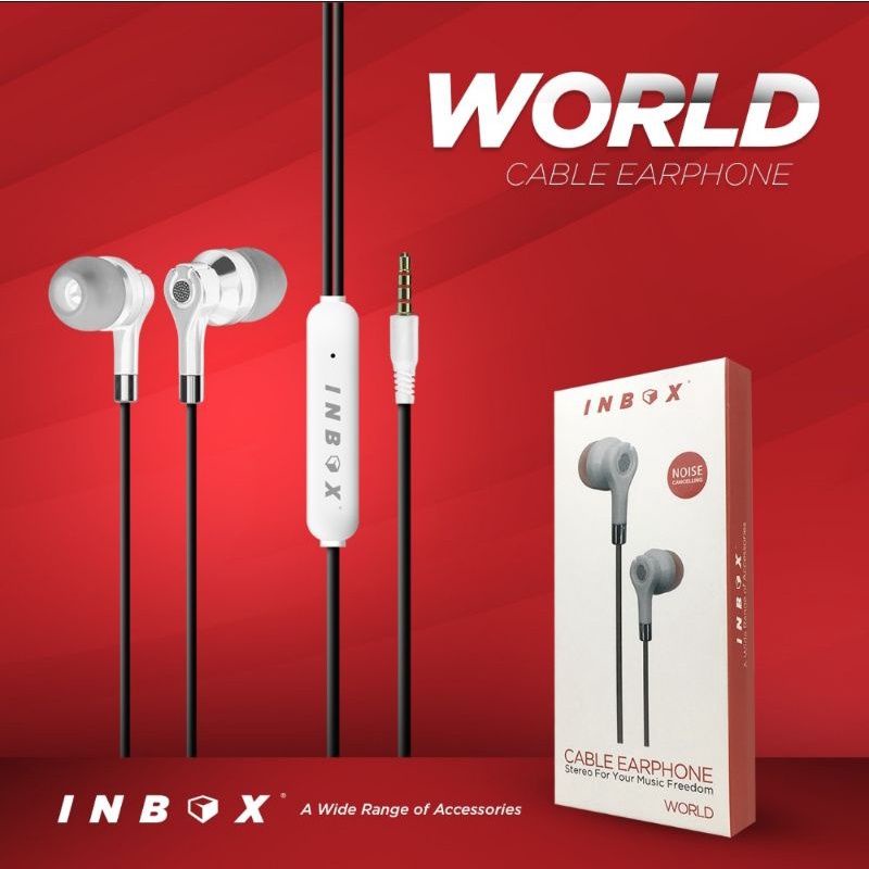 Jual (IN-BOX White) Headset Extra Bass + Mic Earphone HD Sound Quality ...