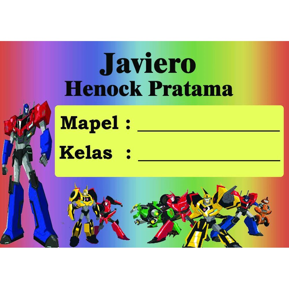 Jual Stiker Buku Transformers Label Buku Transformers Stiker Nama Untuk ...