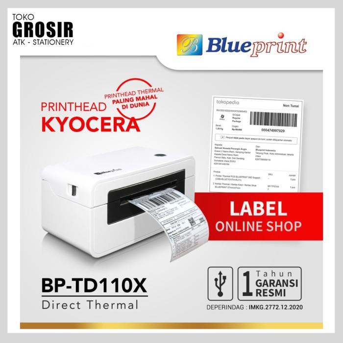 Jual Printer Barcode Thermal Printer Label Resi A6 Blueprint Td110X Usb ...