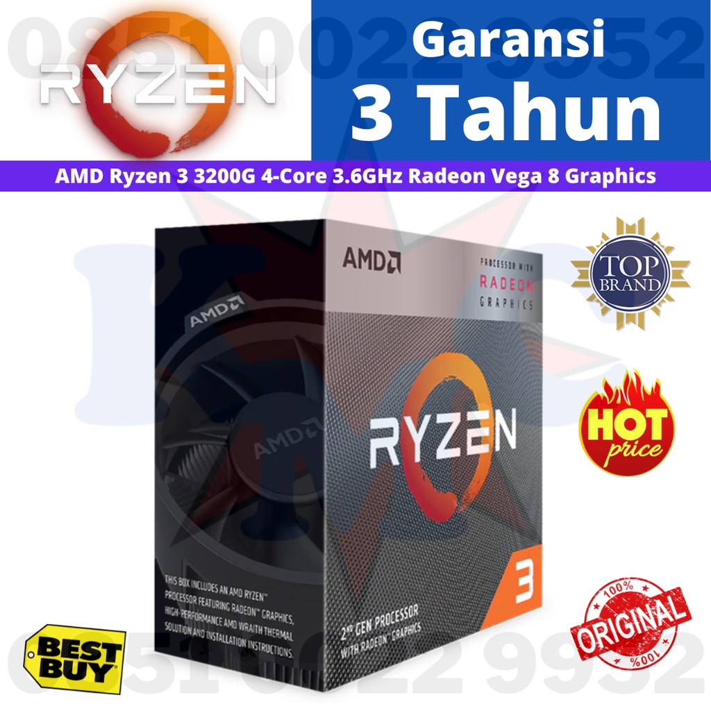 Jual PROCESSOR AMD RYZEN 3 3200G 3.6Ghz Up To 4.0Ghz Cache 4MB AM4 [Box ...