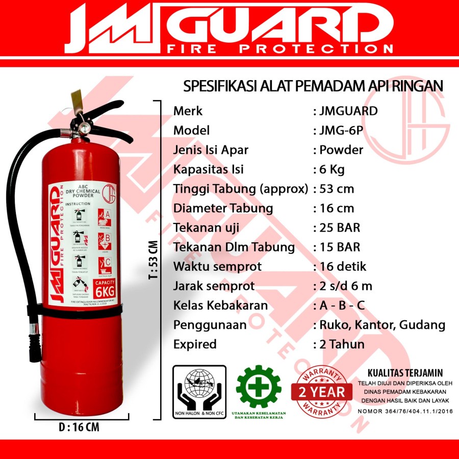 Jual APAR Powder 6kg Dry Chemical Powder Alat Pemadam Api Ringan Untuk ...