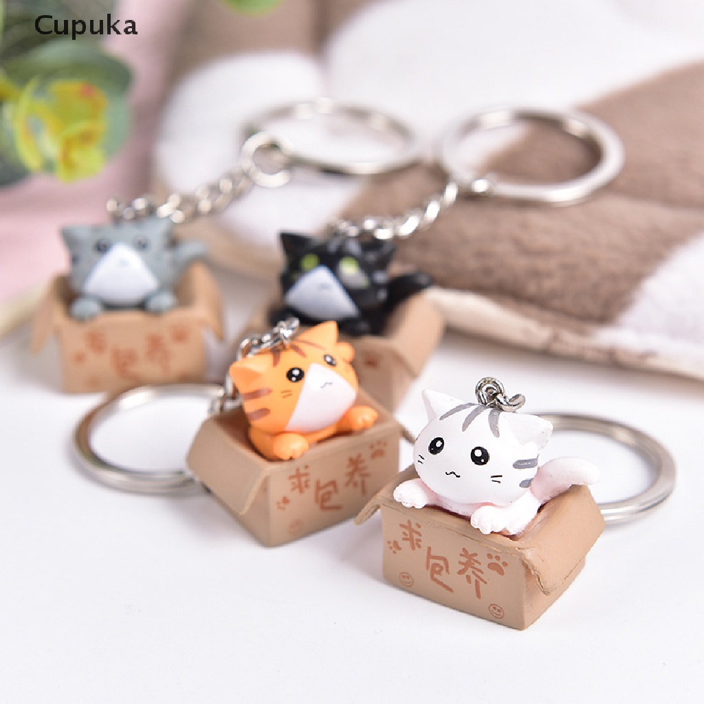 Jual Gantungan Kunci Kucing - Cute Cat in A Box Keychain Chibi Kitten ...