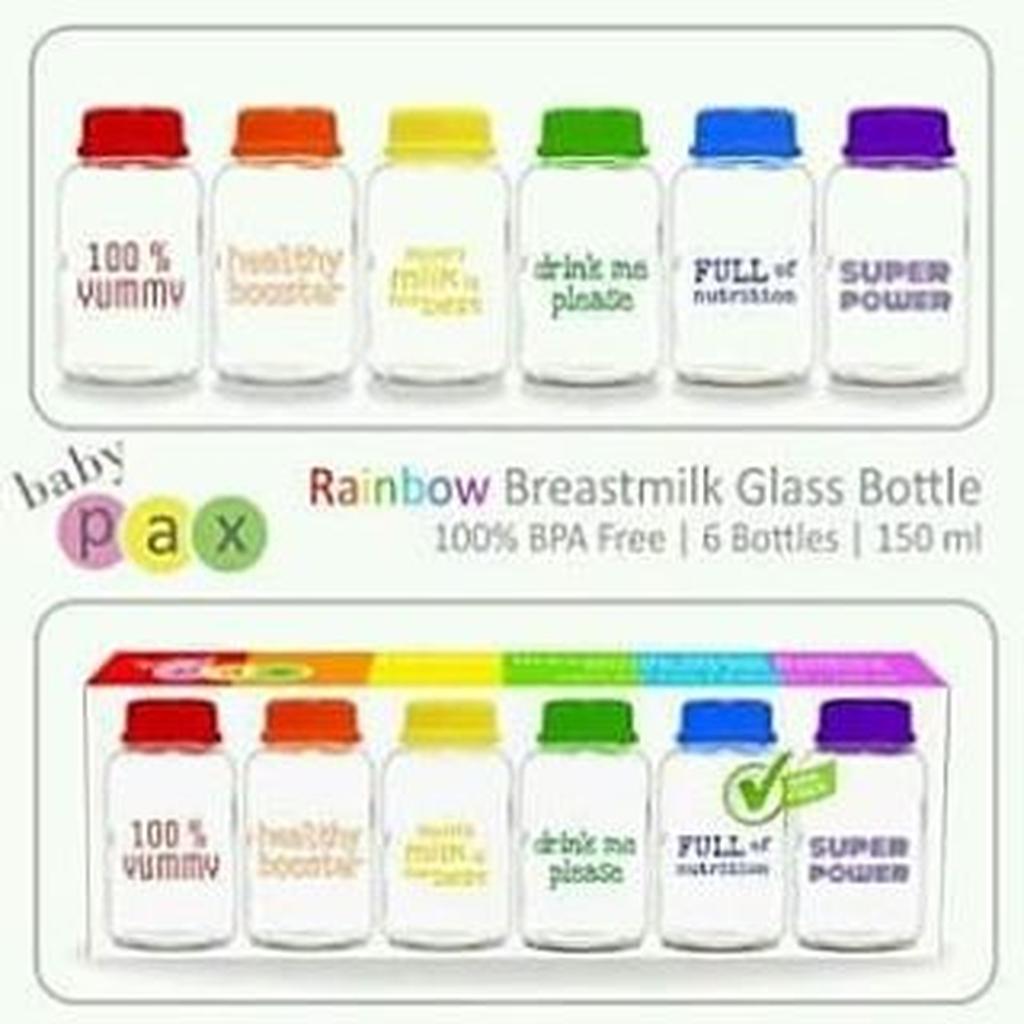 Jual Botol Kaca ASI Baby Pax Rainbow 150ml (ISI 6pcs) Botol Susu Bayi Botol Asip | Shopee Indonesia