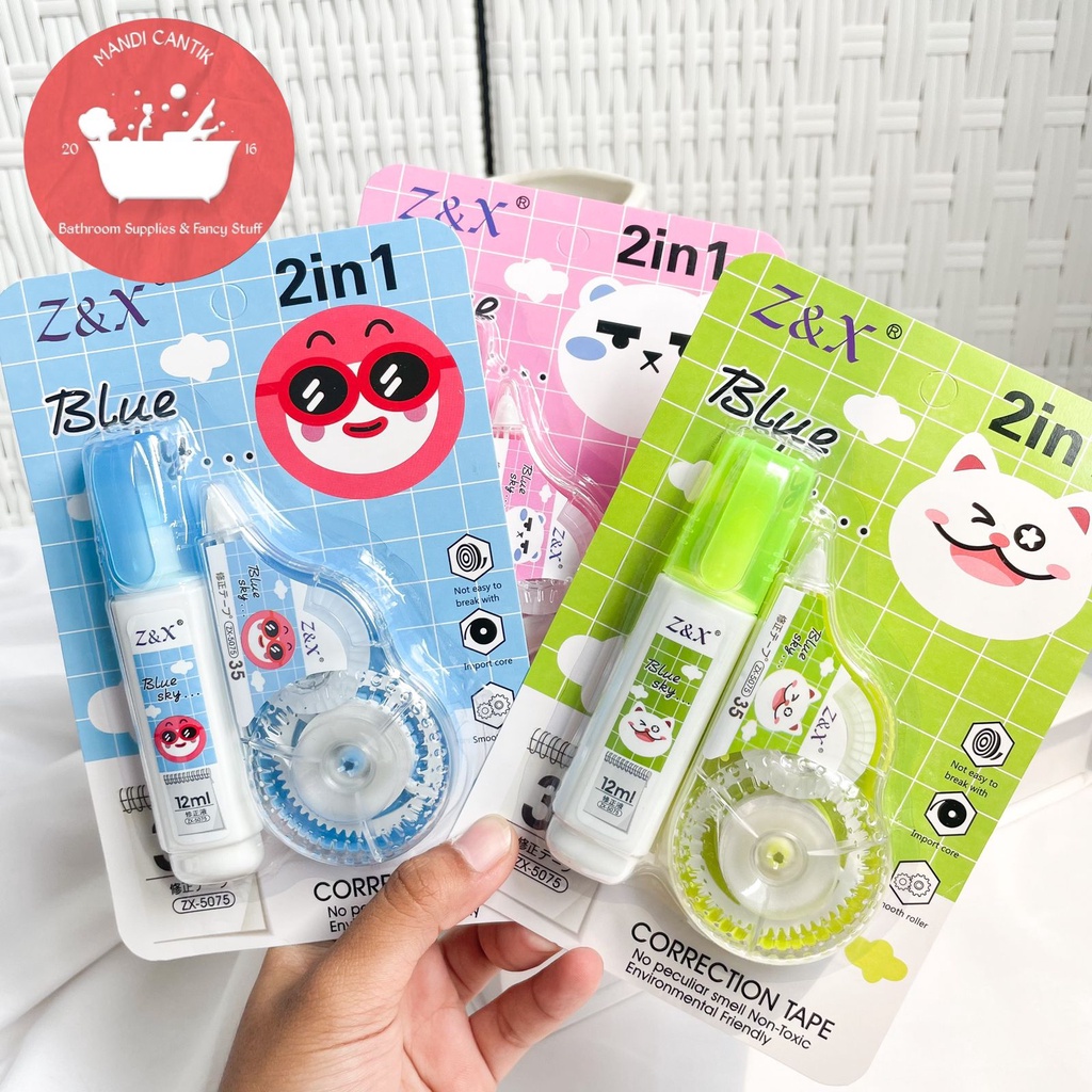 Jual Tipex Set Cair kertas warna pastel correction tape 2 in 1 Tip ex ...
