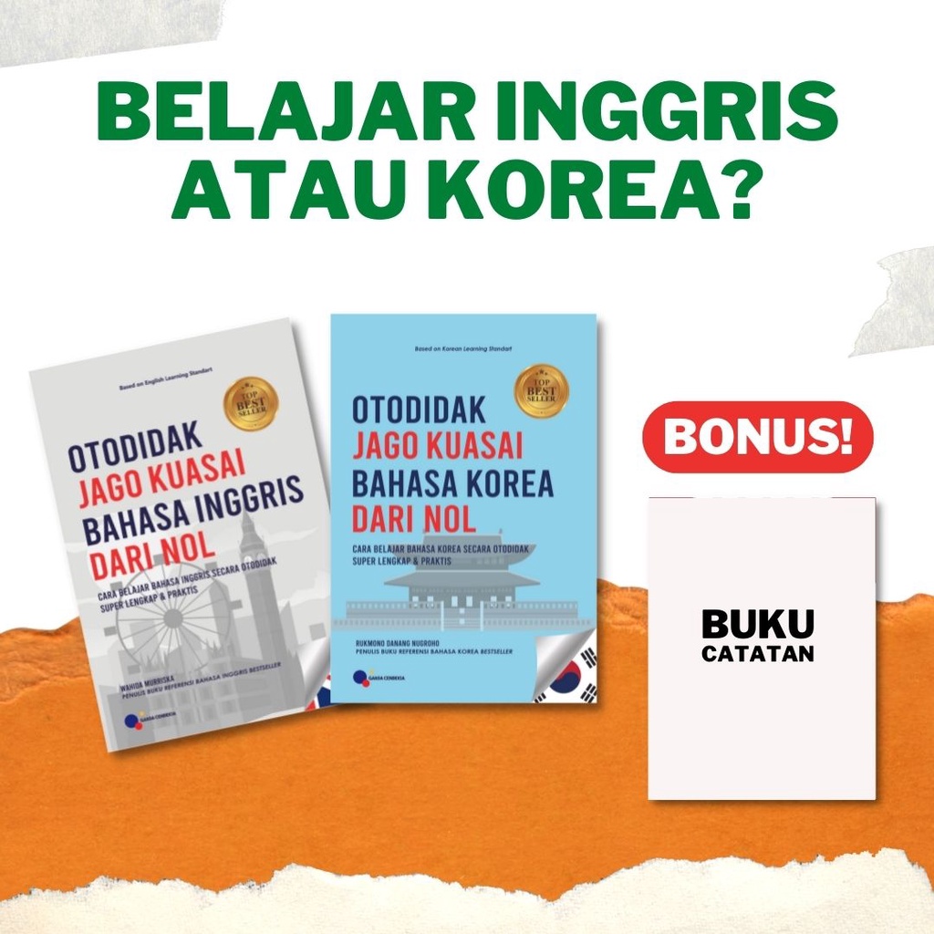 Jual PAKET BUKU OTODIDAK JAGO KUASAI BAHASA INGGRIS & KOREA DARI NOL ...